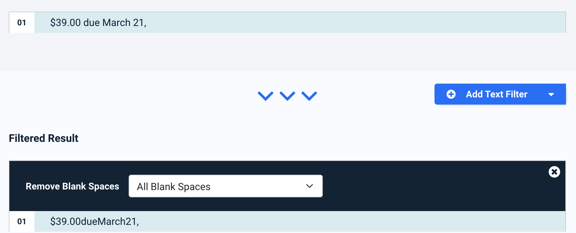 Remove Blank Spaces Filter – Docparser