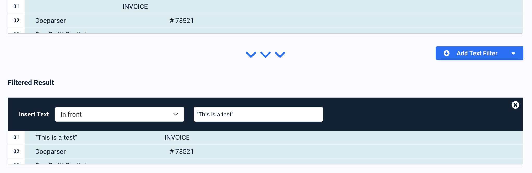 Insert Text Filter – Docparser