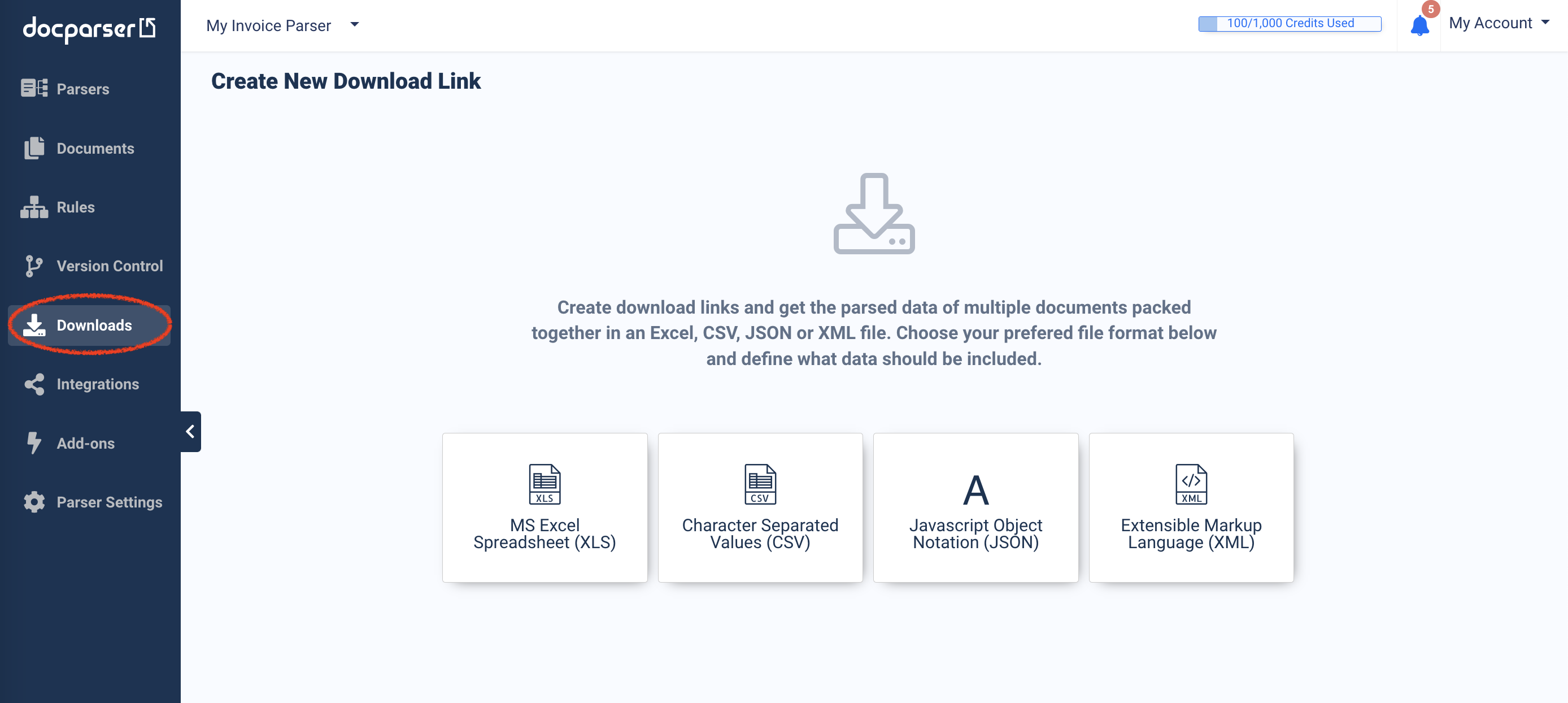 What are the options for downloading parsed data? – Docparser