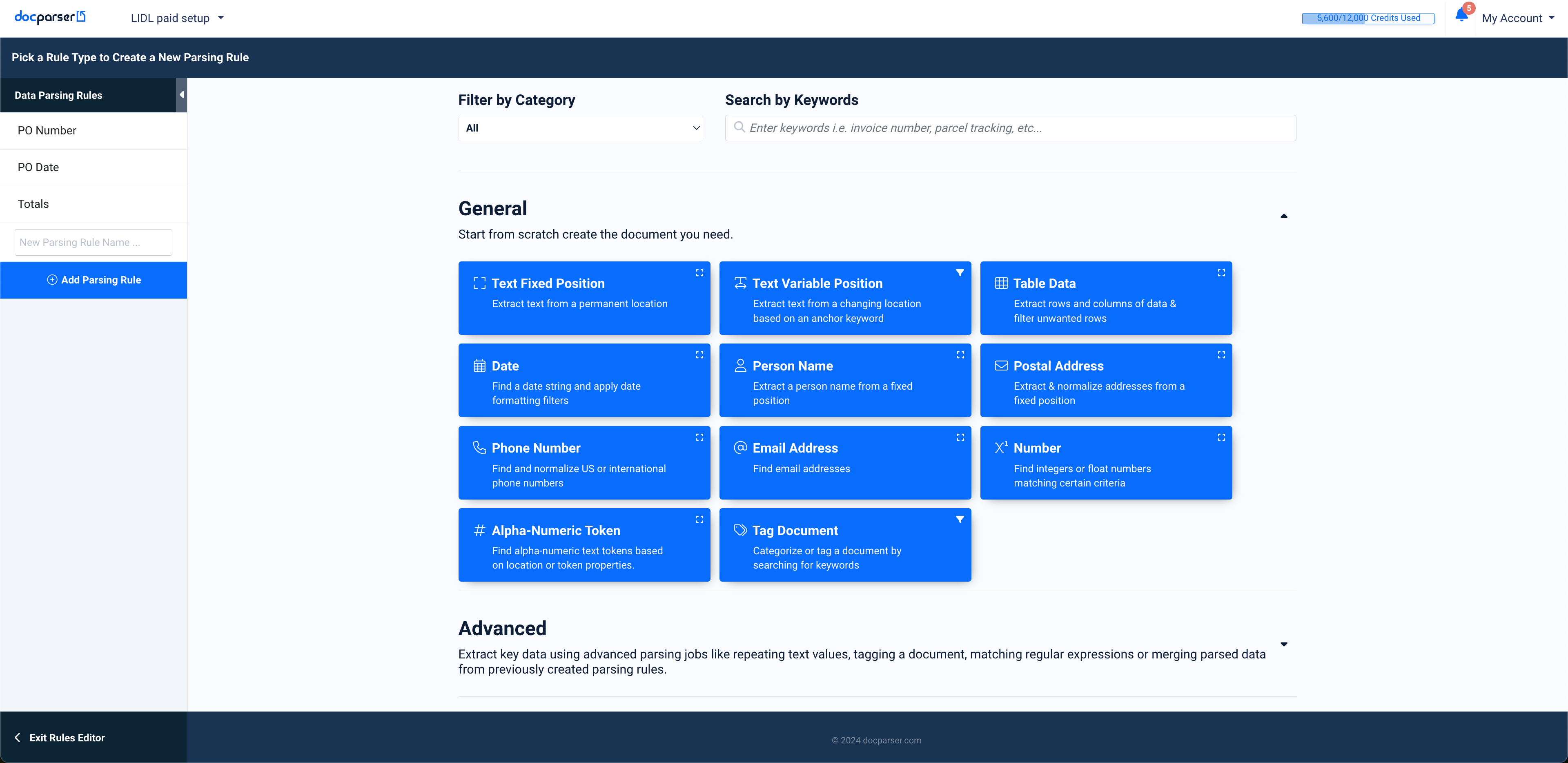 Create your first document parser – Docparser